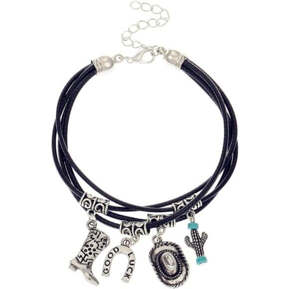Jewelry | Cowboy Boot Hat Leather Choker Necklace Western Style Boho ...